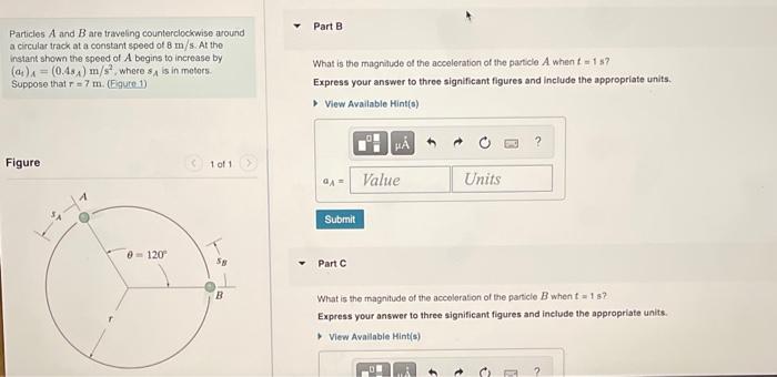 Solved Particles A and B are traveling counterclockwise | Chegg.com