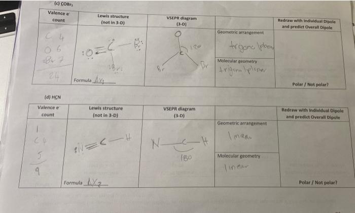 Solved (COBI Valence e count Lewis structure (not in 3-D) | Chegg.com