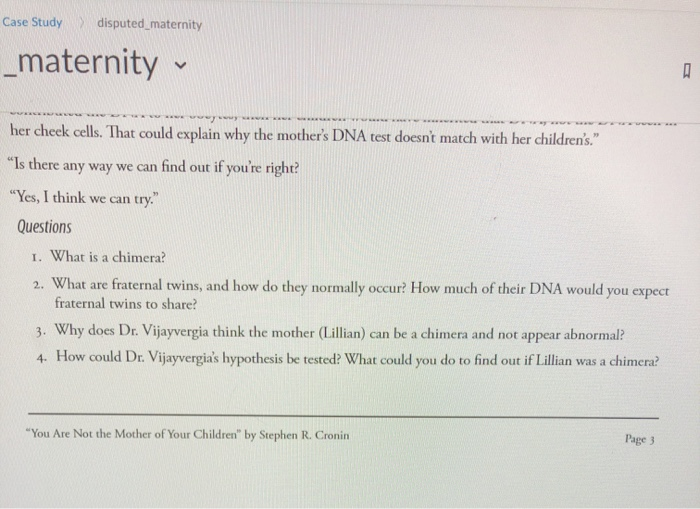 Solved Case Study disputed_maternity _maternity her cheek | Chegg.com