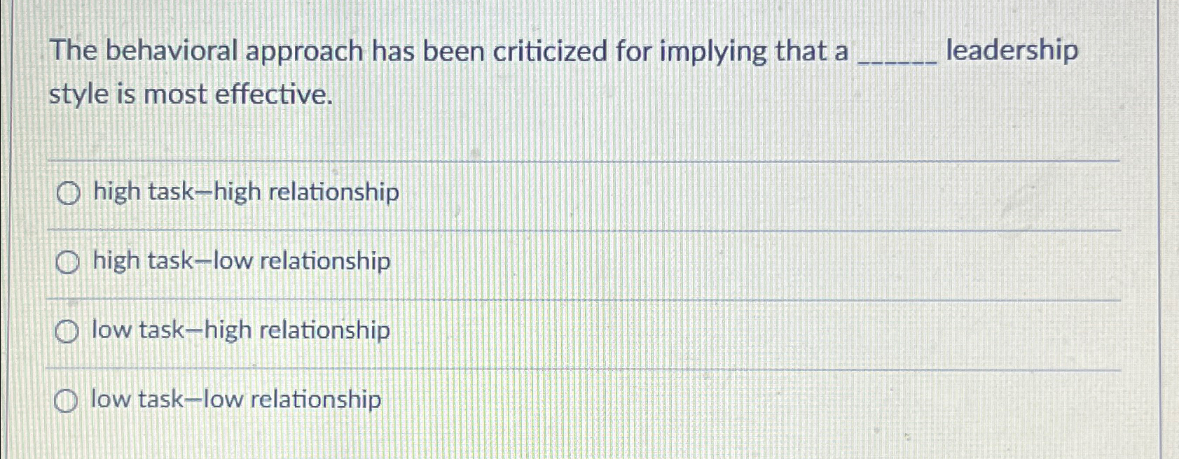 Solved The behavioral approach has been criticized for | Chegg.com