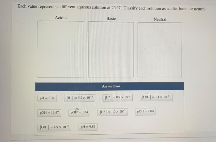 Solved Each value represents a different aqueous solution at | Chegg.com