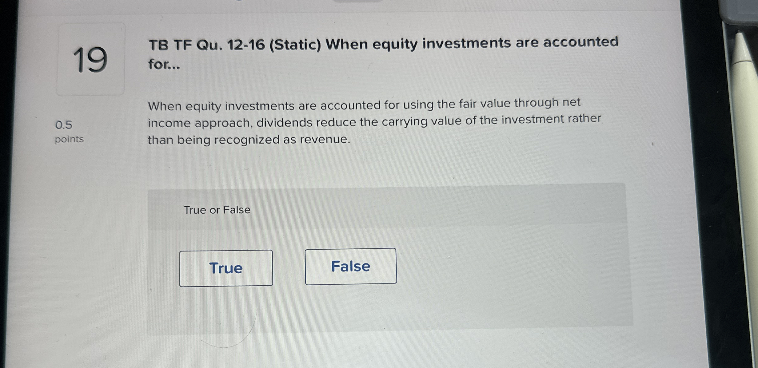 Solved TB TF Qu. 12-16 (Estático) ﻿Cuando las inversiones de | Chegg.com