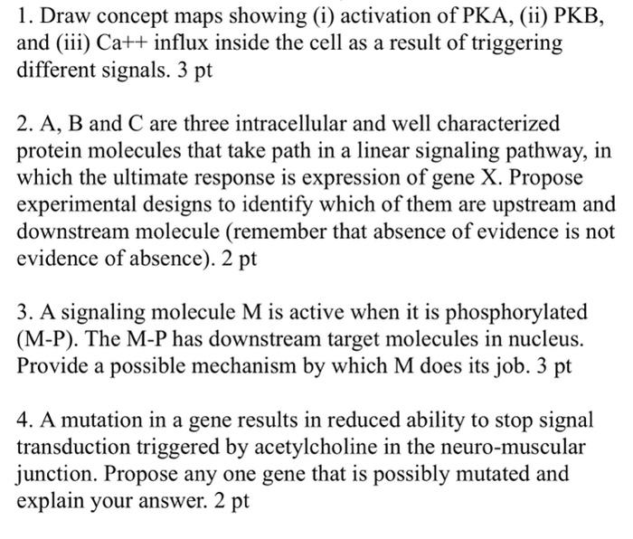 Solved 1. Draw concept maps showing (i) activation of PKA, | Chegg.com