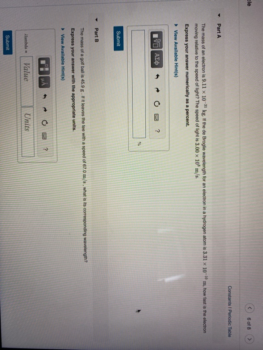 Solved cle 6 of 8 Constants Periodic Table Part A The mass | Chegg.com