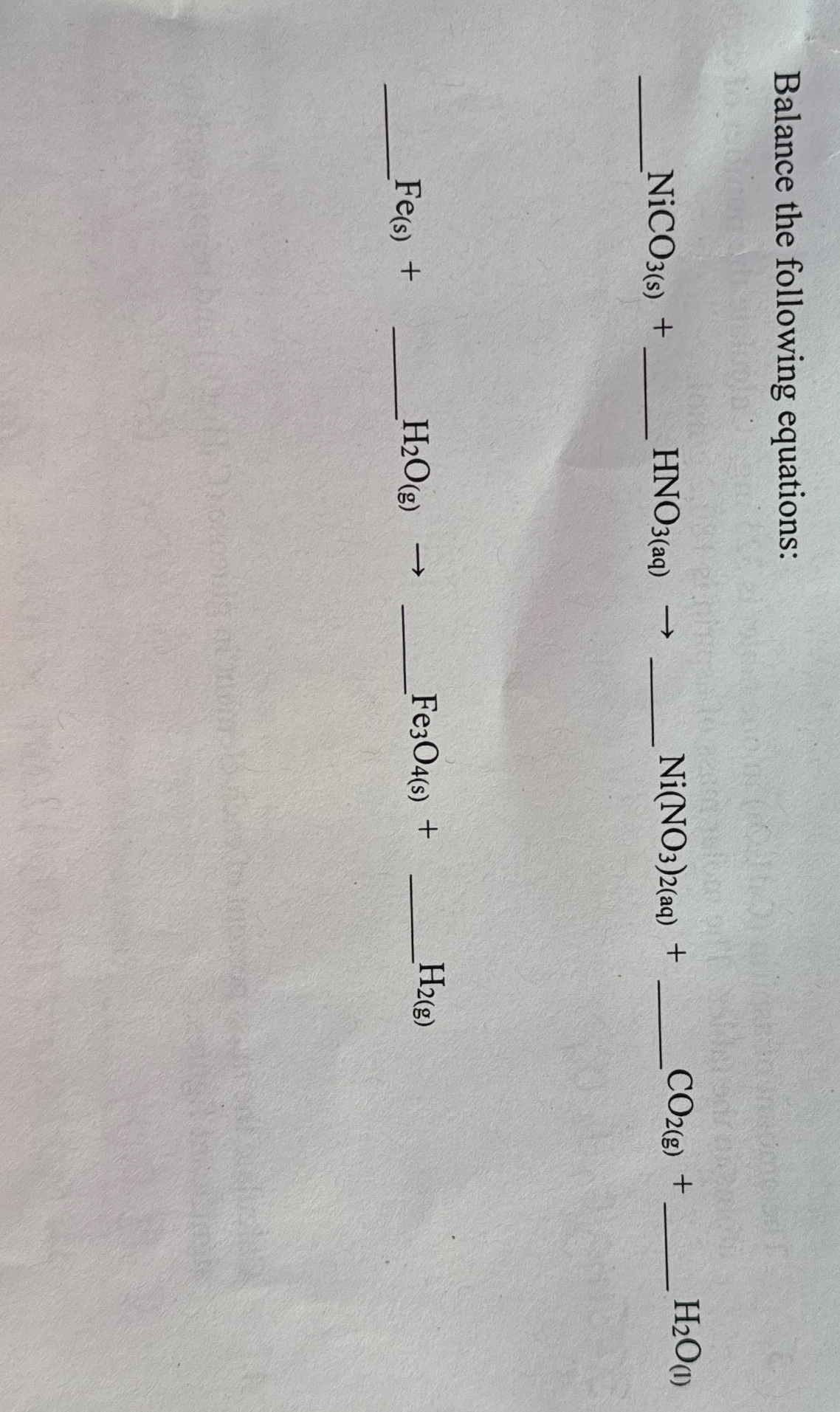 Solved Balance the following | Chegg.com