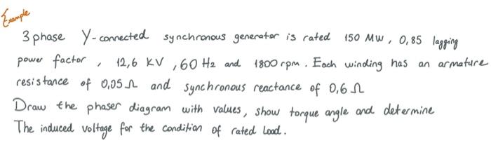Solved Example 150 MW, 0,85 lagging " 3 phase Y-connected | Chegg.com
