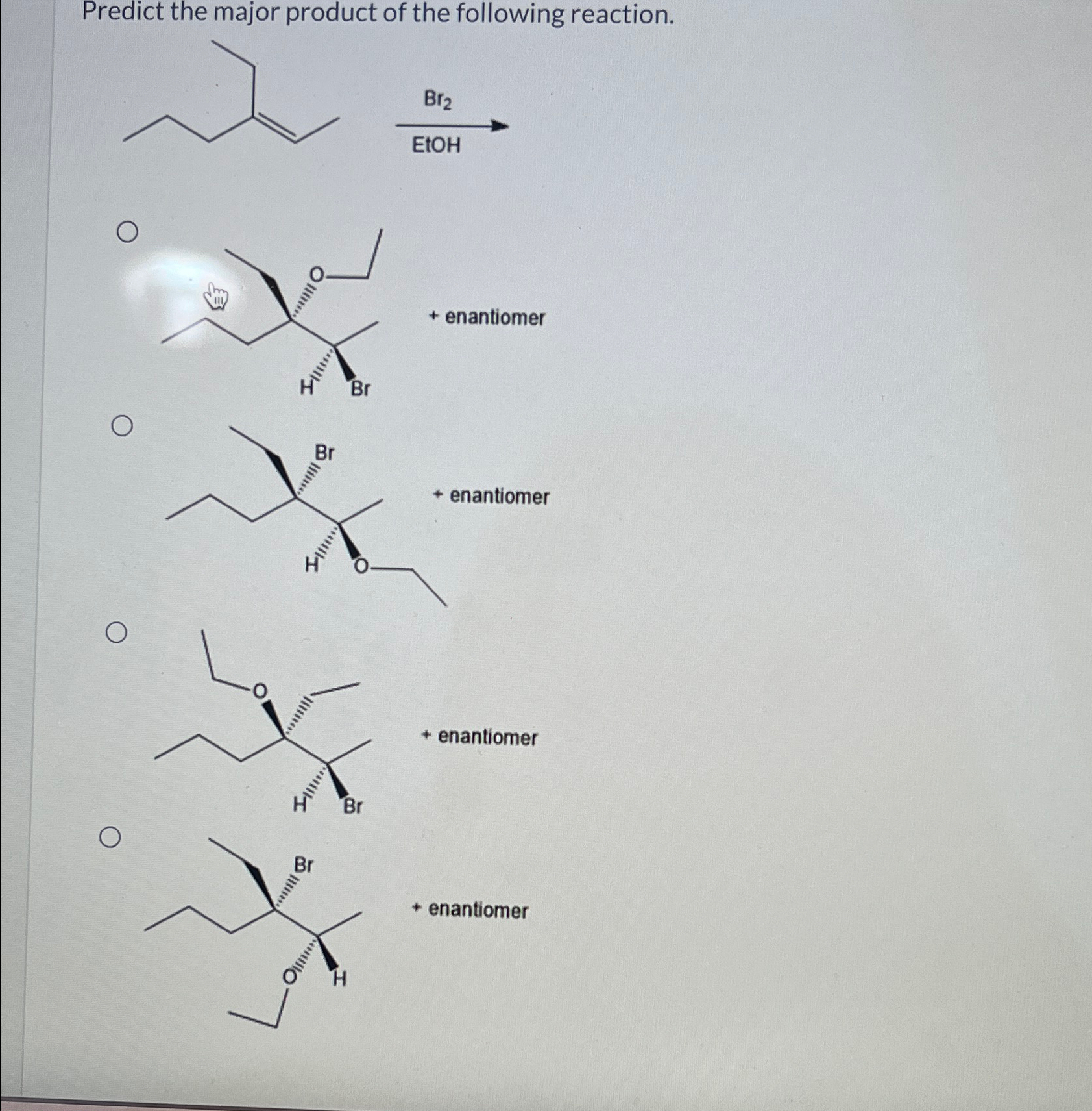 Solved Predict the major product of the following reaction. | Chegg.com