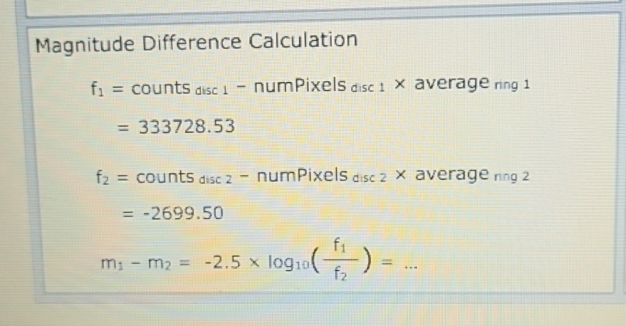 Magnitude Difference Calculation]= ﻿counts disc 1- | Chegg.com