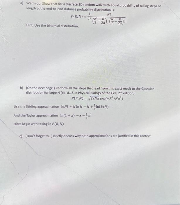 Solved a) Warm up: Show that for a discrete 10 random walk | Chegg.com
