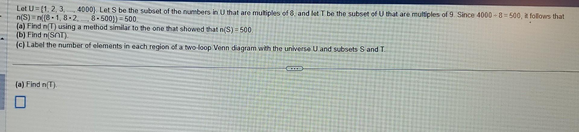 Solved Let U={1,2,3,…,4000}. Let S be the subset of the | Chegg.com