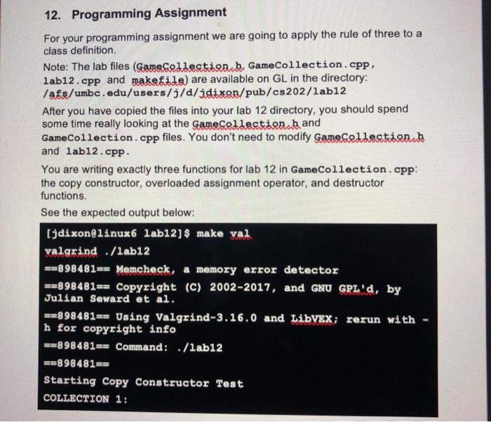 Solved 12. Programming Assignment For your programming | Chegg.com