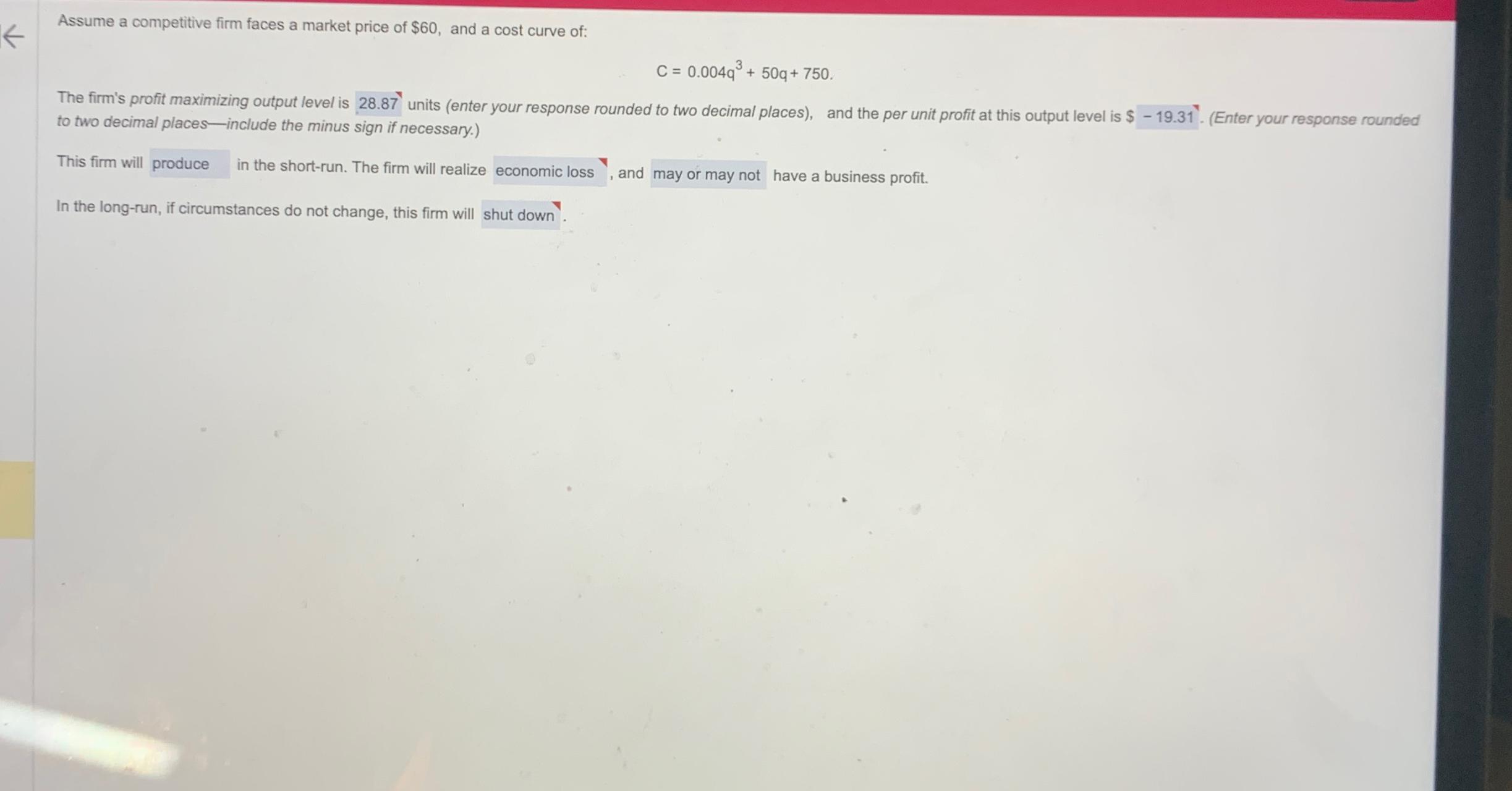 Solved Assume a competitive firm faces a market price of | Chegg.com