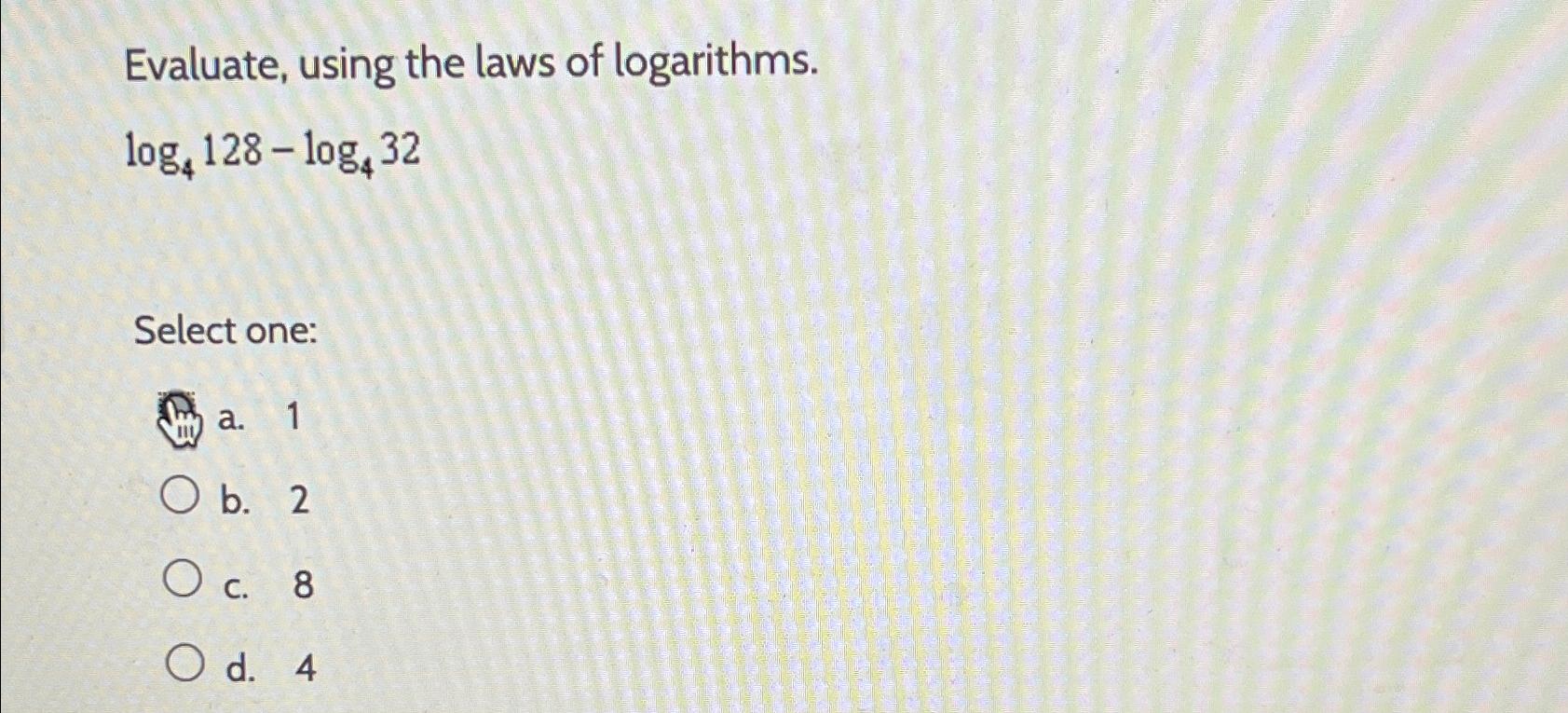 Solved Evaluate, using the laws of | Chegg.com