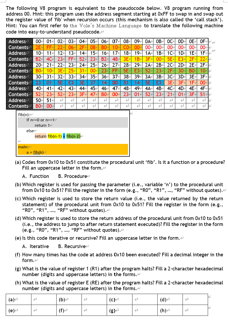 Solved The following V8 program is equivalent to the | Chegg.com