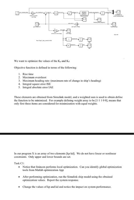 We want to optimize the values of the Kp and Kd | Chegg.com