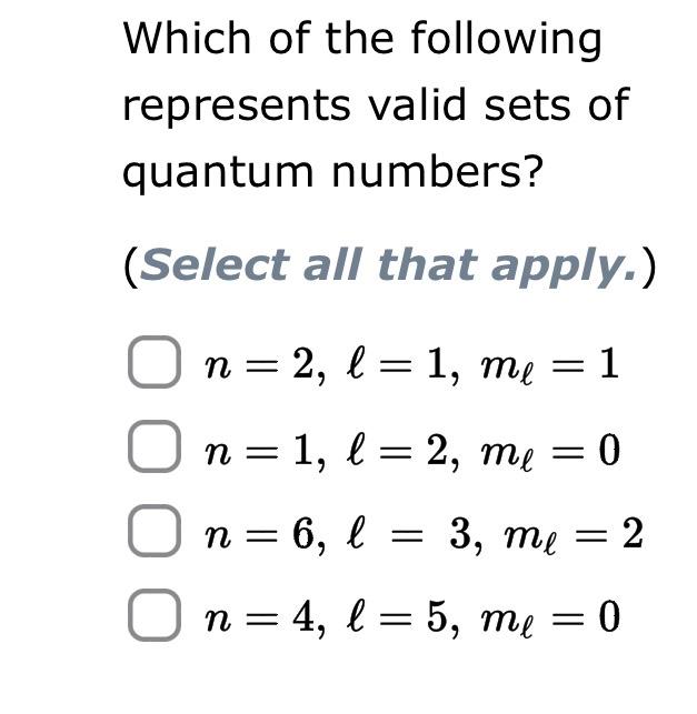Solved Which of the following represents valid sets of | Chegg.com
