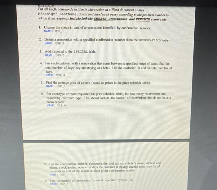 Solved DATUMS Put all 7SQL commands written in this section | Chegg.com
