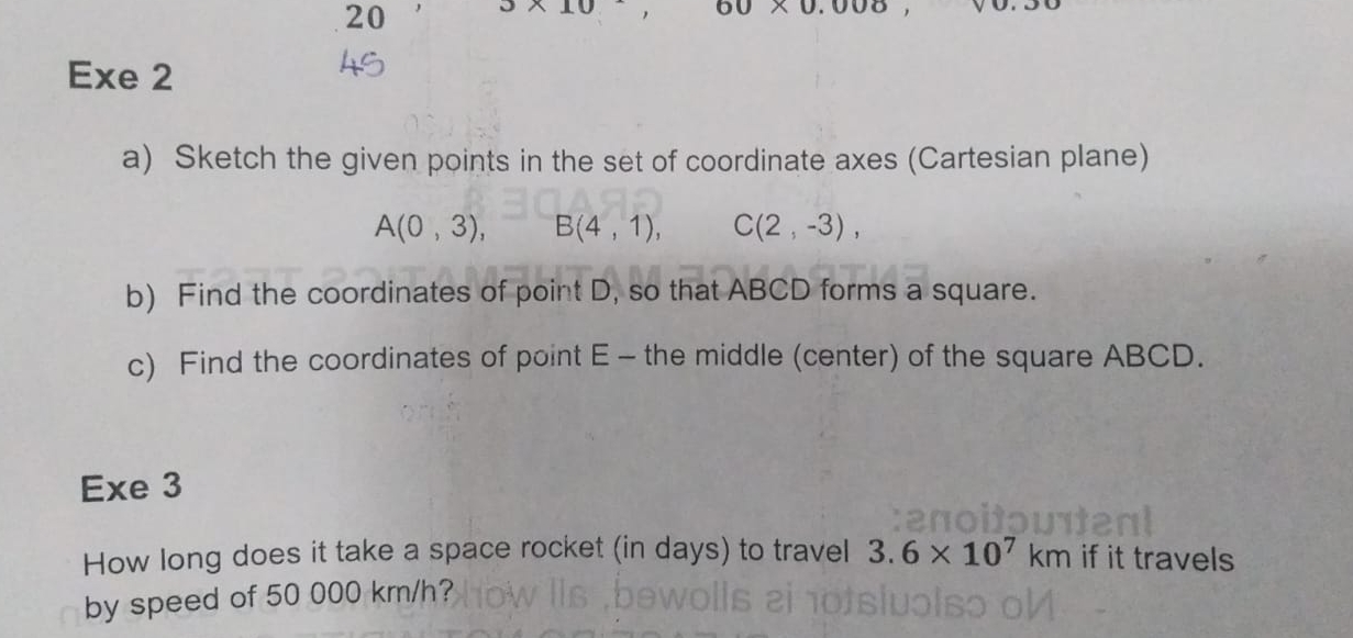 Solved Exe 2a) ﻿Sketch the given points in the set of | Chegg.com