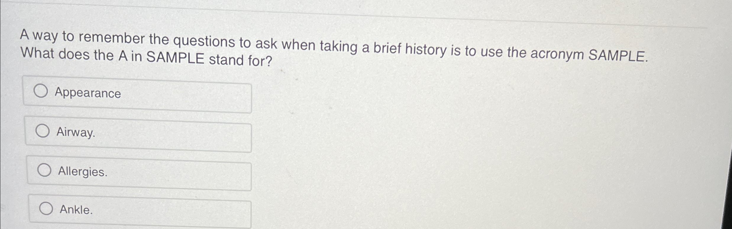 Solved A way to remember the questions to ask when taking a | Chegg.com
