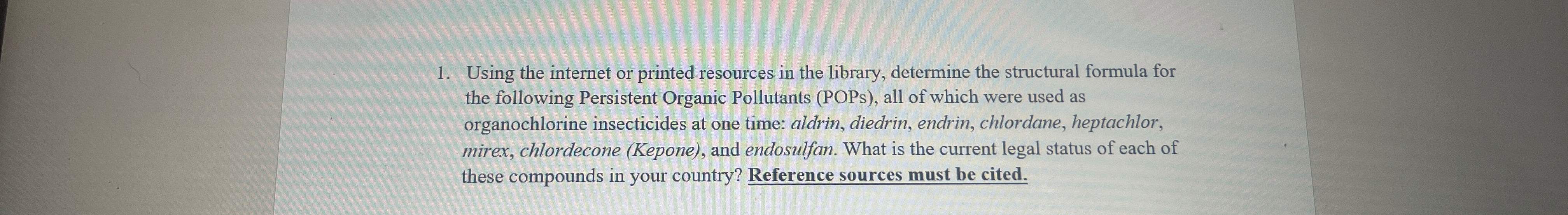 Solved Using the internet or printed resources in the | Chegg.com