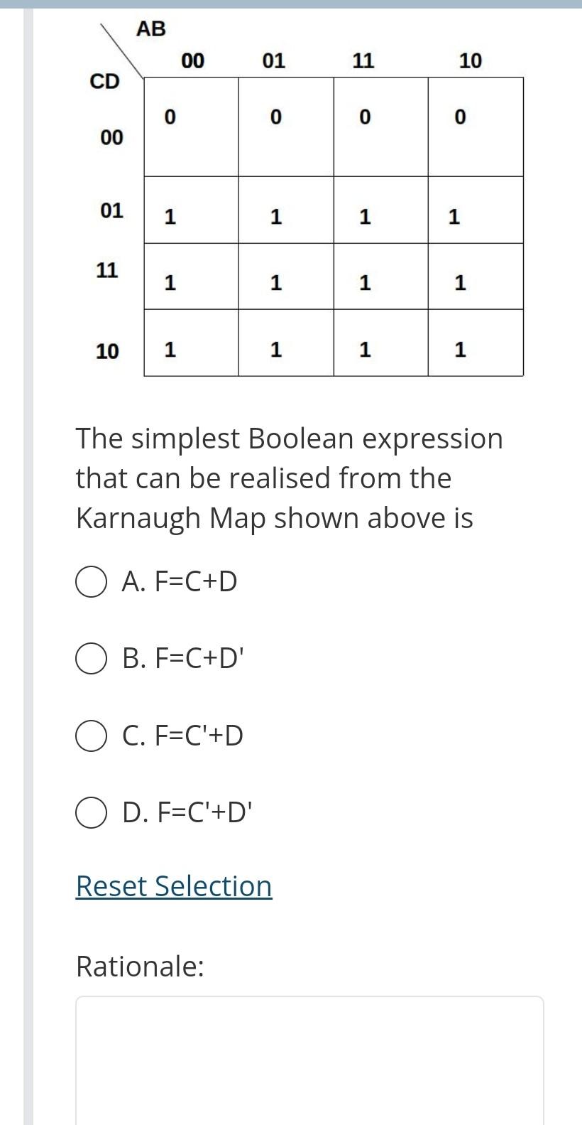Solved The Simplest Boolean Expression That Can Be Realised 5938