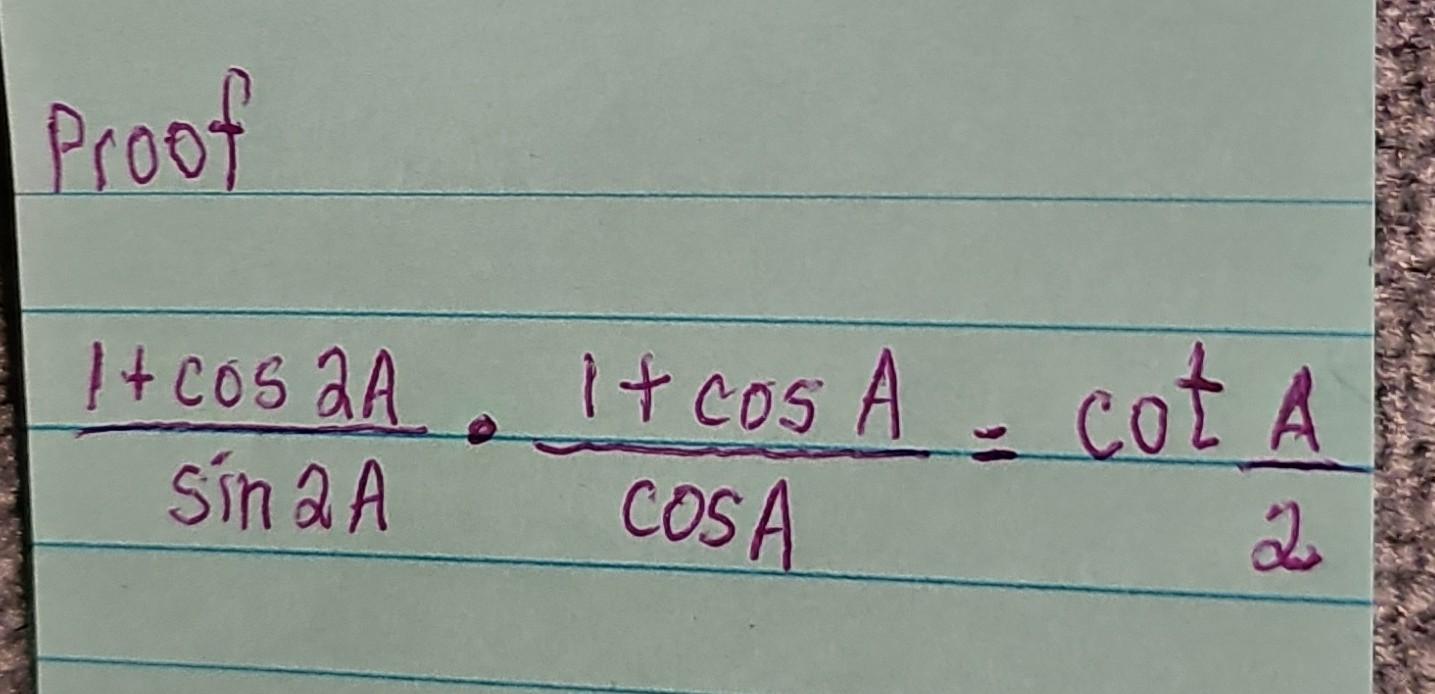 Solved sin2A1+cos2A⋅cosA1+cosA=cot2A | Chegg.com