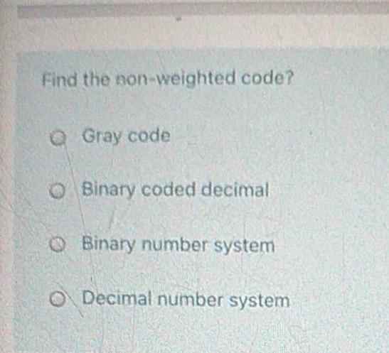 Solved Find the non-weighted code? Gray code Binary coded | Chegg.com