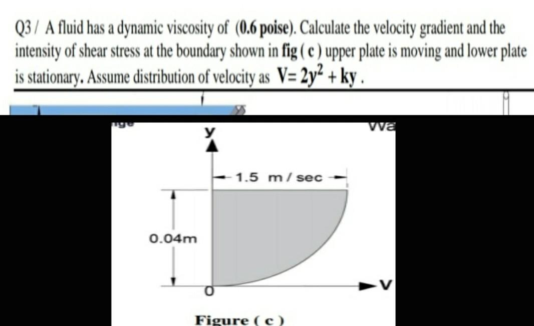 Solved Q3/ Afluid has a dynamic viscosity of (0.6 poise). | Chegg.com