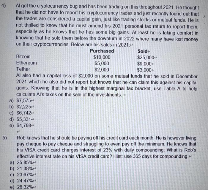 Solved Al got the cryptocurrency bug and has been trading on | Chegg.com
