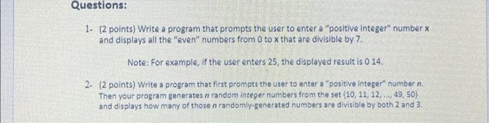 Solved 1. (2 points) Write a program that prompts the user | Chegg.com
