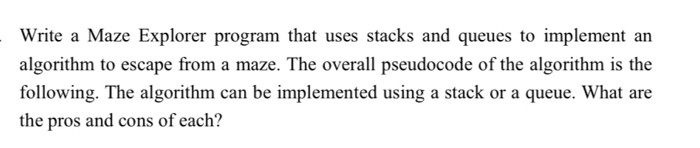 Solved Write a Maze Explorer program that uses stacks and | Chegg.com