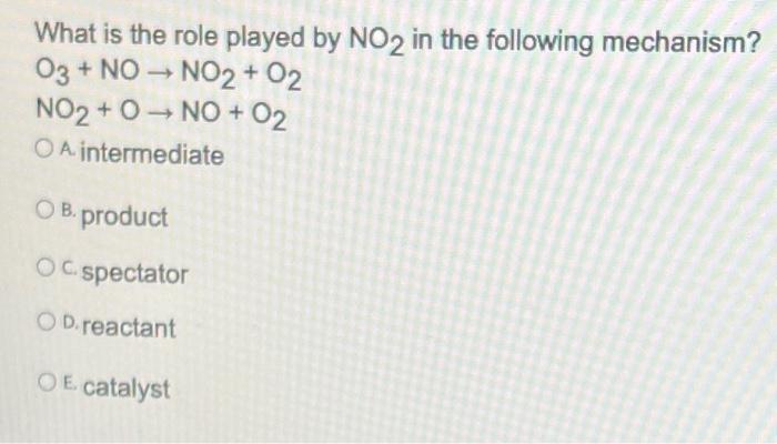 Solved What is the role played by NO2 in the following | Chegg.com
