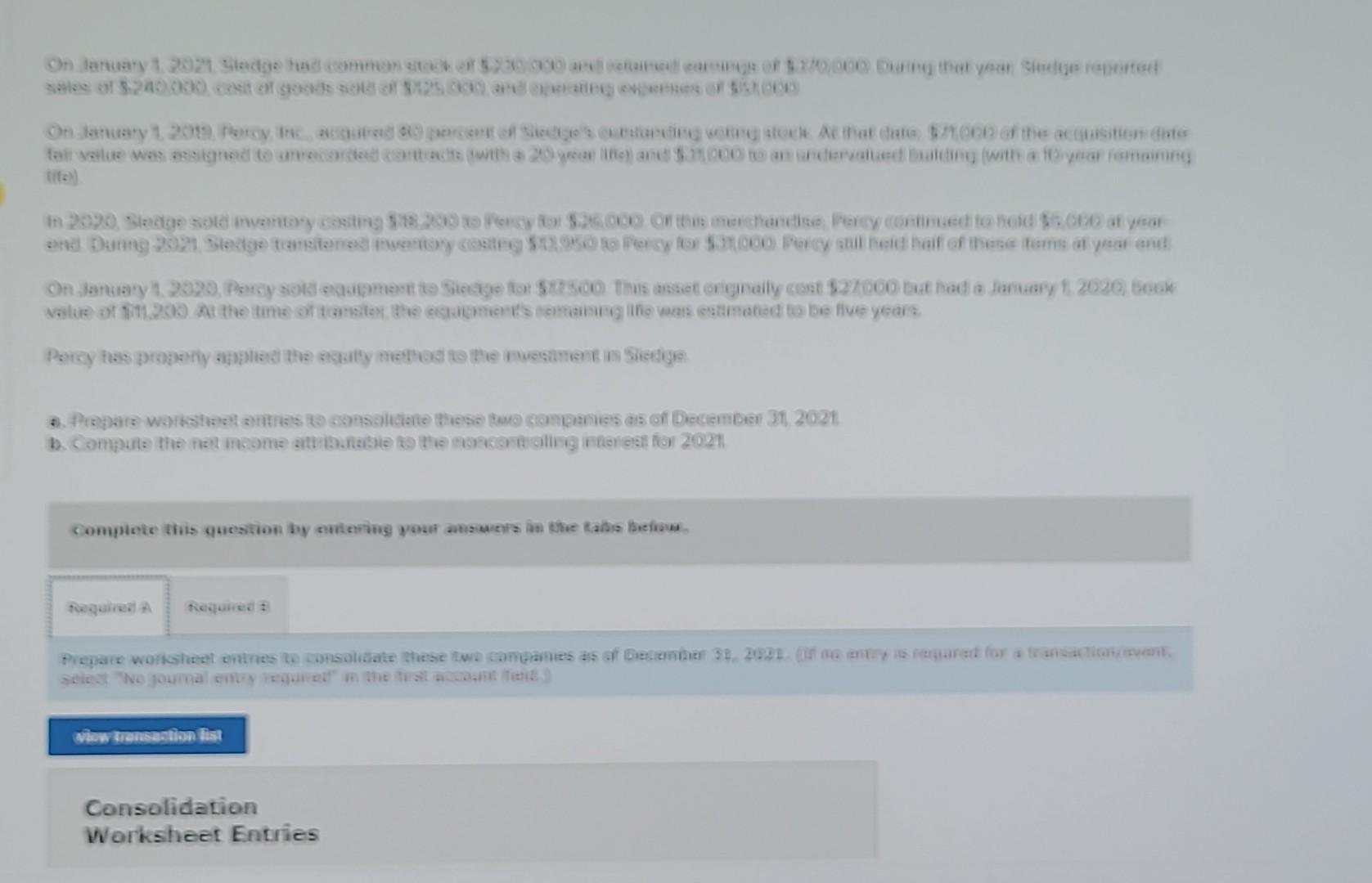 (ifis) Consolidation Worksheet Entries Consolidation | Chegg.com