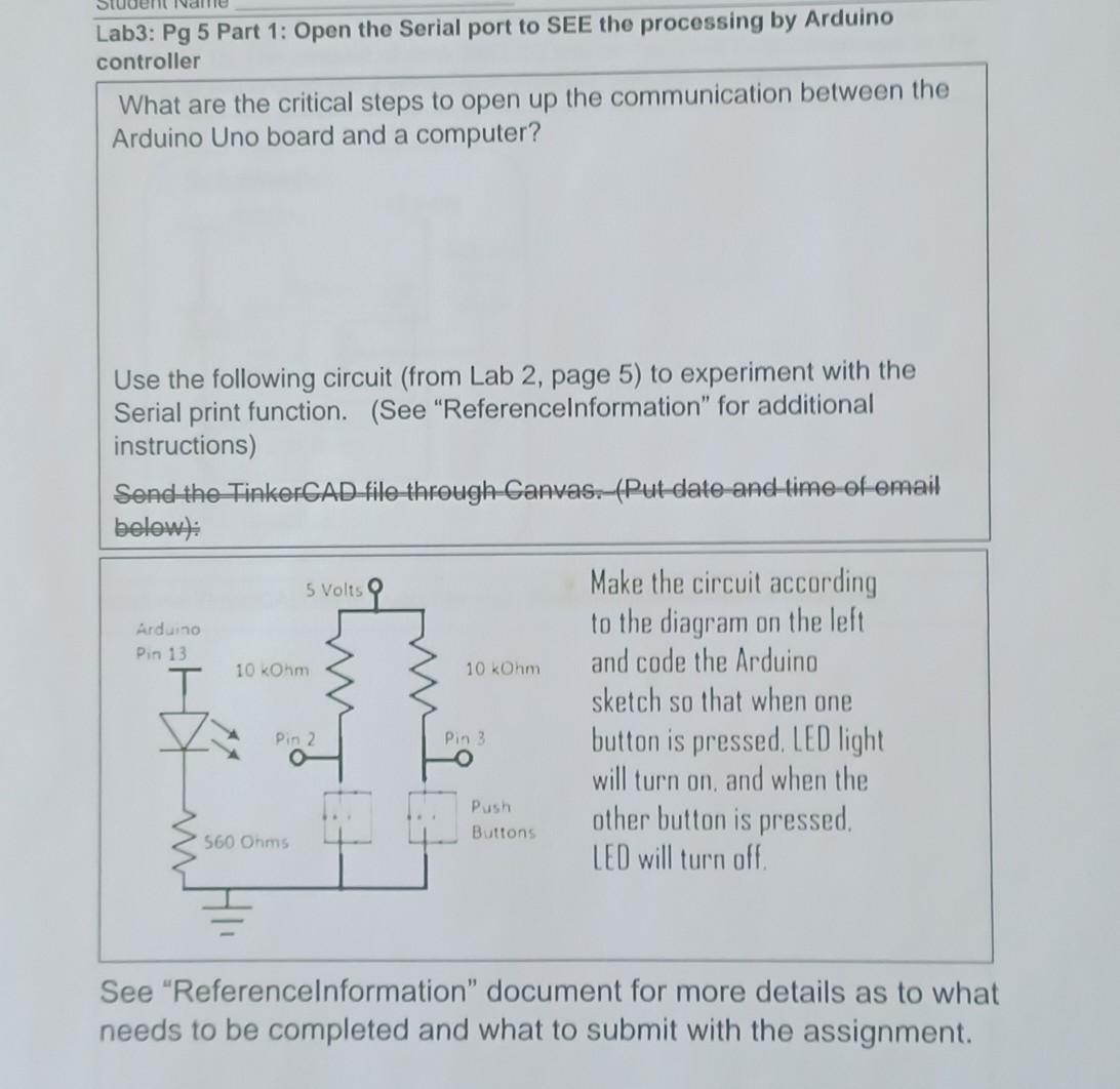 Student al Lab3: Pg 5 Part 1: Open the Serial port to | Chegg.com