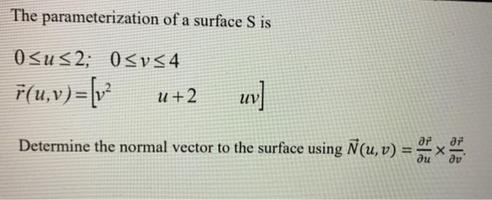 Solved The parameterization of a surface S is 0 | Chegg.com