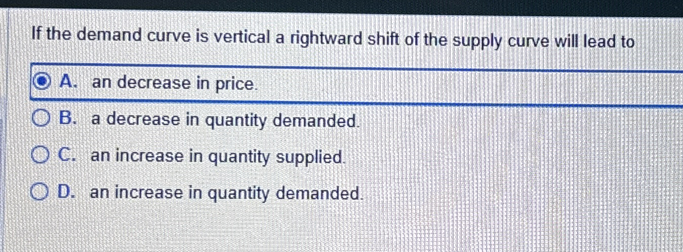 Solved If the demand curve is vertical a rightward shift of | Chegg.com