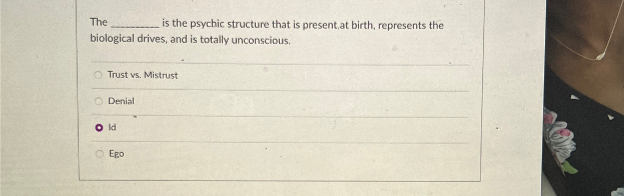 Solved The ﻿is the psychic structure that is present, at | Chegg.com