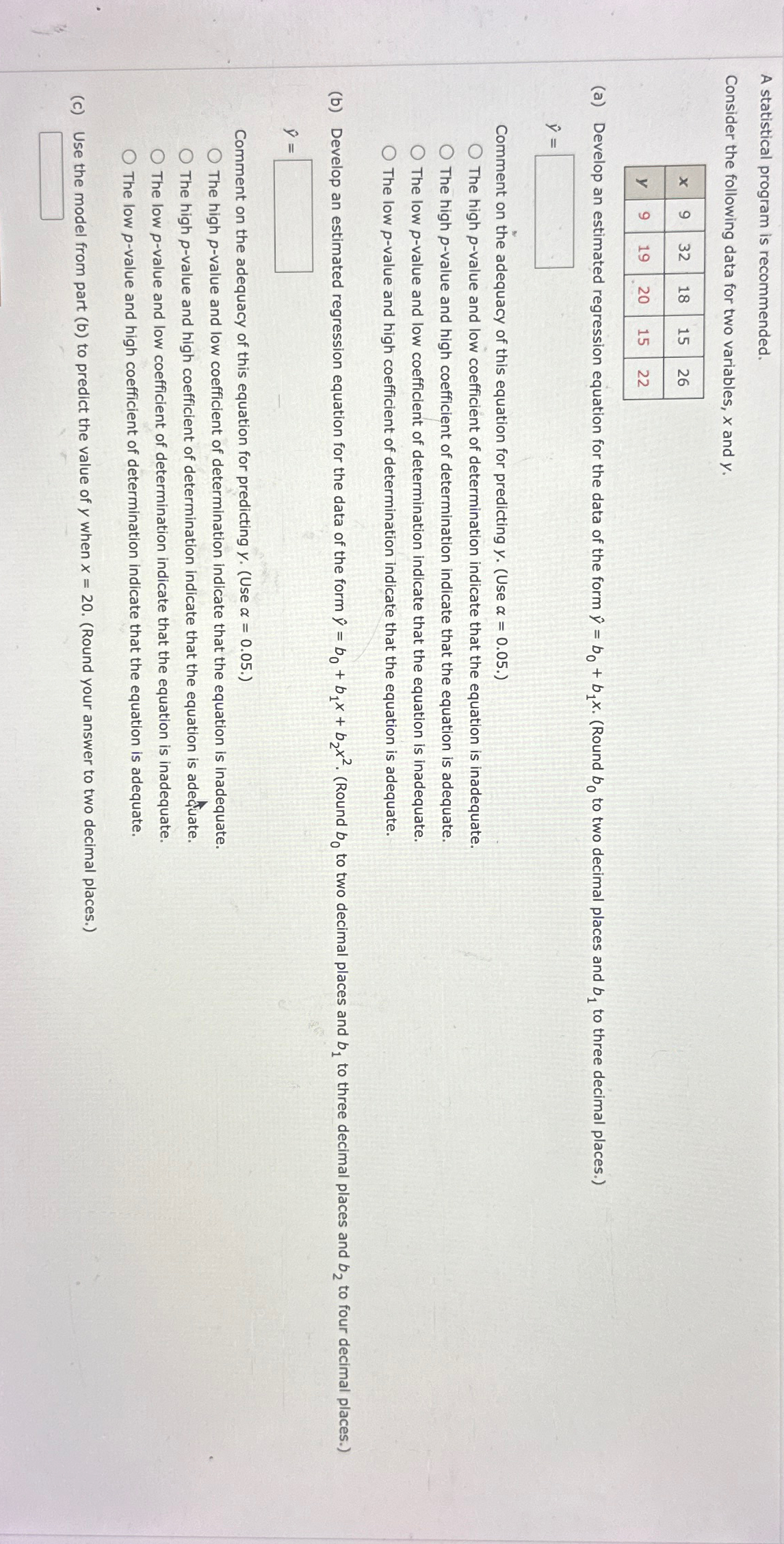 Solved A statistical program is recommended.Consider the | Chegg.com