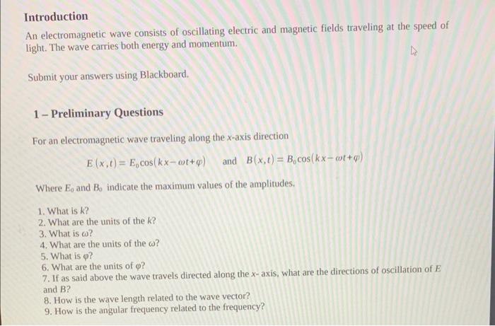 Solved Introduction An electromagnetic wave consists of | Chegg.com