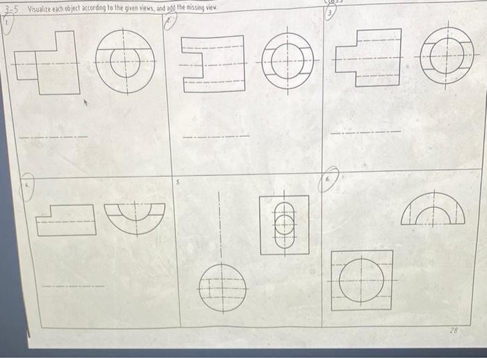 Solved 2-1 Draw three principal views for the given objects | Chegg.com