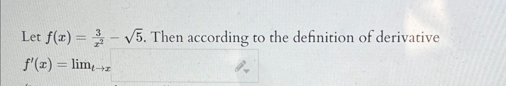 Solved Let f(x)=3x2-52. ﻿Then according to the definition of | Chegg.com