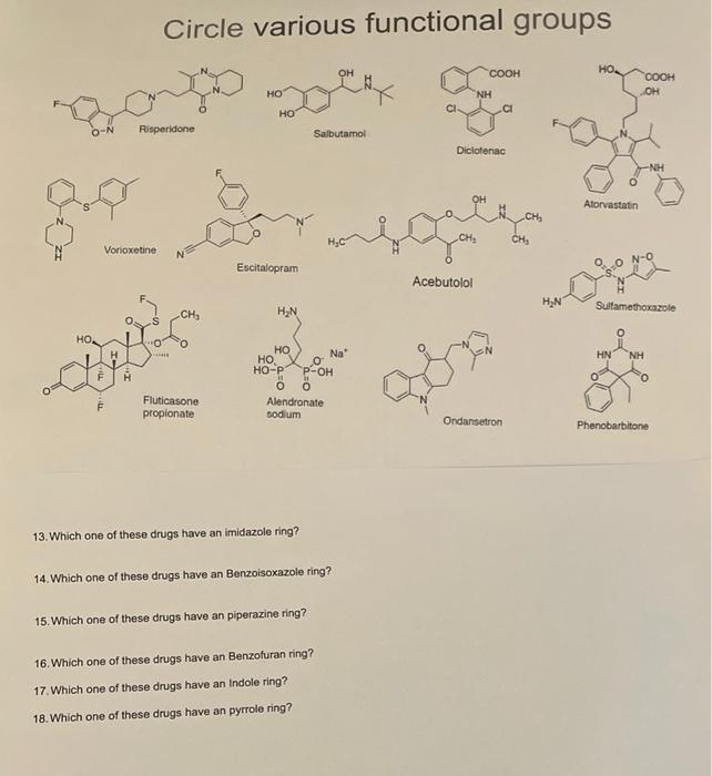 Solved Circle various functional groups COOH HO. COOH OH HO | Chegg.com