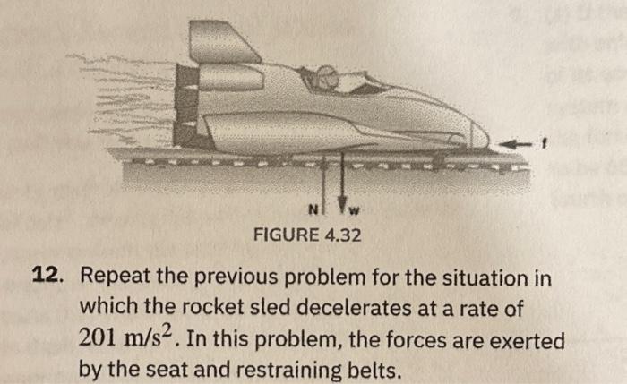 Solved The rocket sled shown in Figure 4.32 accelerates at a | Chegg.com