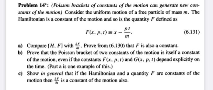 Solved Problem 14": (Poisson brackets of constants of the | Chegg.com