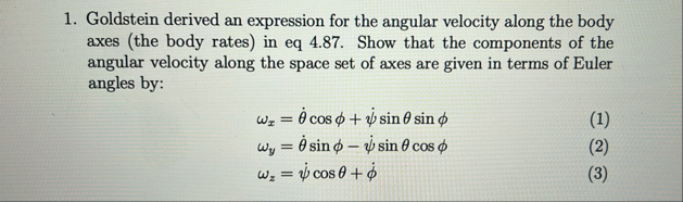 Goldstein derived an expression for the angular | Chegg.com