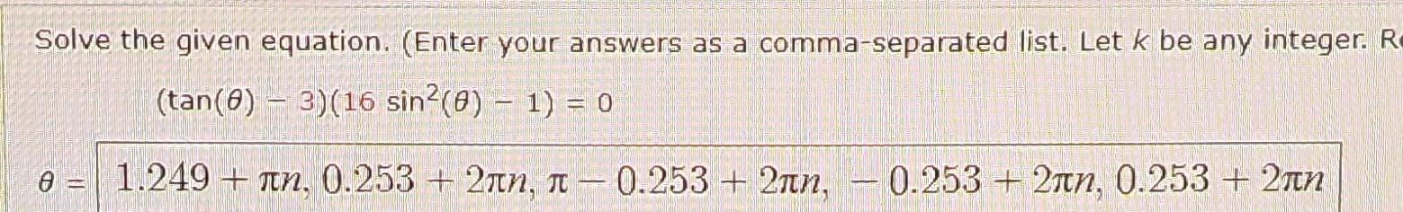 Solved Find all solutions of the given equation. (Enter your | Chegg.com