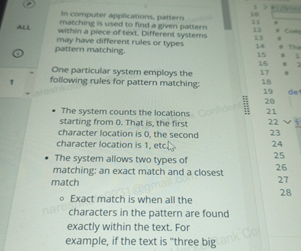 Solved In computer applications, pattern matching is used to | Chegg.com