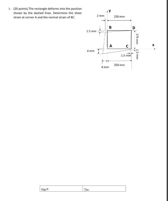 Solved 1. (20 points) The rectangle deforms into the | Chegg.com