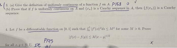 Solved (3. (a) Give the definition of uniformly continuous | Chegg.com