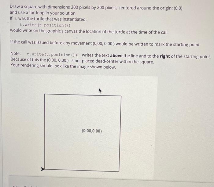 Solved Draw a square with dimensions 200 pixels by 200 | Chegg.com
